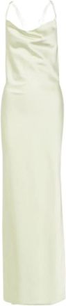 Twinset Femme, Robes, Vert, Taille: 36 FR Robe Mi-longue Satin&eacute;e Drap&eacute;e