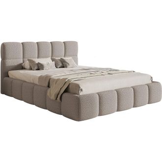 Selsey Selsey CLOUDY - Polsterbett mit Bettkasten, Boucle-Bezug in Hellgrau, 140 cm
