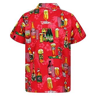 Generic Chemise &agrave; manches courtes pour homme - Chemise hawa&iuml;enne boutonn&eacute;e d&eacute;contract&eacute;e hawa&iuml;enne - Motif palmier hawa&iuml;en - Pour f&ecirc;te, croisi&egrave;re cubaine, flam