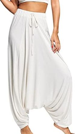 ORANDESIGNE Femme Sarouel Pantalons Bouffants Harem Pantalon Yoga Sarouel Legers Hippie Baggy L&eacute;ger Taille Haute &Eacute;t&eacute; Plage pour Danse Bloomers Aladdin Pantalon A 