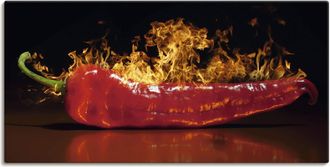 Artland Wanddeko Leinwand Bilder Wandbild 60x30 cm Chili Feuer Flammen Lebensmittel Essen Gewürze S7PR