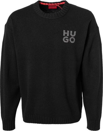 HUGO BOSS Herren Pullover schwarz unifarben