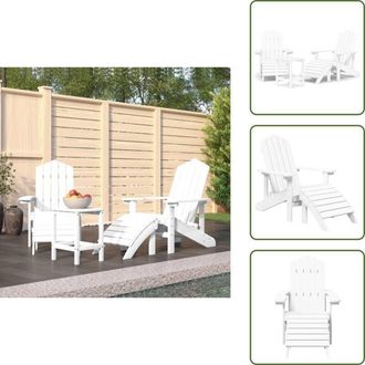 vidaXL Adirondack-Gartenst&uuml;hle mit Hocker & Tisch hdpe Wei&szlig; - Gartenst&uuml;hle - Adirondack St&uuml;hle - Outdoor M&ouml;bel - Gartenm&ouml;bel Set - Gartenlounge