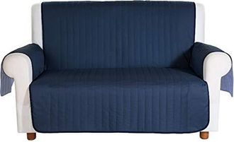 Caleffi Sofaüberwurf für 2-Sitzer, zweifarbig, blau, aus Baumwolle, 78213