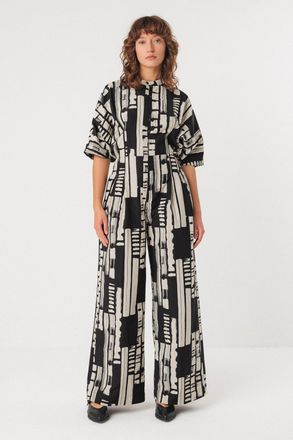 SKFK Damen vegan Jumpsuit Siloe Schwarz/Wei&Atilde;Y