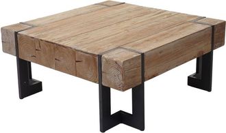 Hhg Neuwertig] Couchtisch HHG 887, Wohnzimmertisch, Tanne Holz rustikal massiv MVG-zertifiziert naturfarben 70x70cm