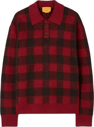 Guest In Residence Checker Allday Polo - - Tops - Herren - Rot - XL