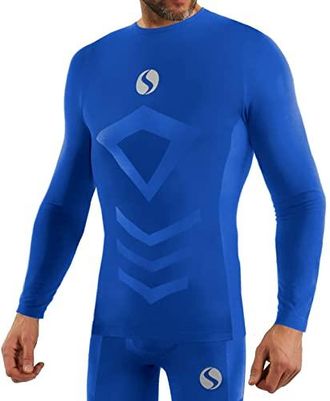 Sesto Senso sous-vêtements de Sport pour Hommes Lingerie Thermique à Manches Longues Chemise de Compression 2XL/3XL Bleu Blue