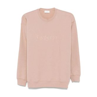 Saint Laurent Logo Baumwoll-Sweatshirt Damen - - Sweatshirts & Hoodies - Damen - Rosa - S
