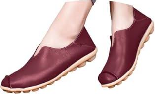 Generic Mocassins pour femmes, mocassins décontractés à enfiler en cuir confortables à tige basse, chaussures légères à bout rond, chaussures de travail à tal
