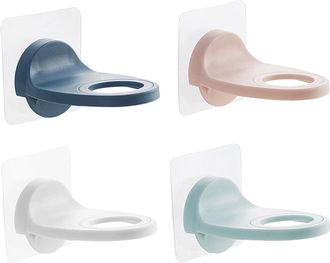 BESPORTBLE 4 St&uuml;ck Wandregal aus Feuchtigkeitsbest&auml;ndigem PP Lochfreier Aufbewahrungshalter f&uuml;r Duschgel Badezimmer Organizer mit 4 Lagerregalen Selbstklebend We