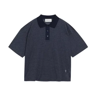 Ami Gestreiftes Boxy Fit Poloshirt mit Ami De Coeur Patch - - Tops - Herren - Mehrfarbig - L