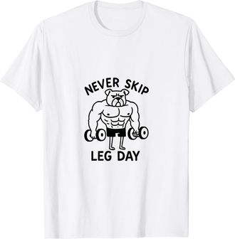 Hello Kitty Bulldog Cartoon Barbell Fitness Grafik im Leg Day Workout T-Shirt