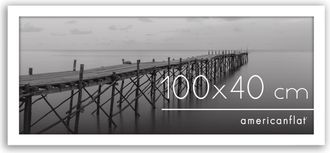 Americanflat 100x40 cm Bilderrahmen aus MDF-Holz mit Plexi-Scheibe - 40x100 cm Fotorahmen mit integrierter Aufhängung - für vertikale oder horizontale Wandmontage 