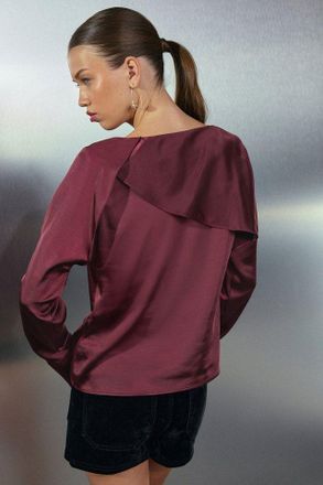 Next Langarmbluse Lang&auml;rmelige, drapierte Bluse mit Metalldetails (1-tlg)