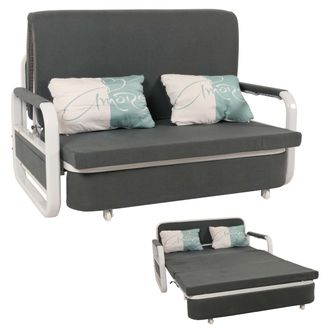 Mendler Schlafsofa HWC-M83, Schlafcouch Couch Sofa, Schlaffunktion Bettkasten Liegefl&auml;che, 130x185cm - Stoff/Textil dunkelgrau