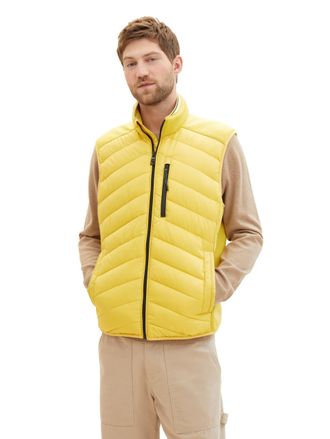Tom Tailor Herren Hybrid Steppweste mit Stehkragen, 11657 - Primerose Yellow, M