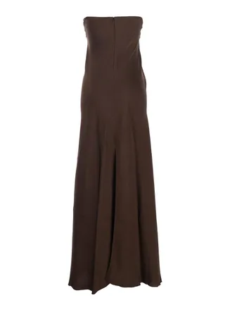 Forte_Forte Womens Sleeveless Off-Shoulder Dress Brown Acetate