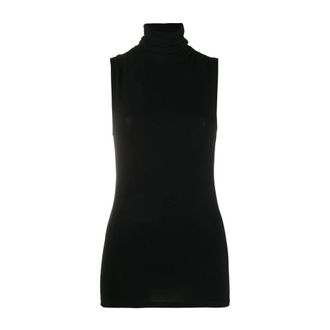 Majestic Filatures Schwarze &auml;rmellose Rollkragen-T-Shirts und Polos - - Tops - Damen - Schwarzk - L