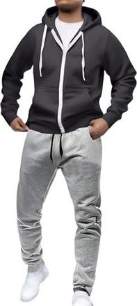 Generic Surv&ecirc;tement De Sport Pour Homme, Sweat &Agrave; Capuche Zipp&eacute; Manches Longues Et Pantalon Ensemble De 2 Pi&egrave;ces, Ample Et Confortable, V&ecirc;tements Chaud Fitness