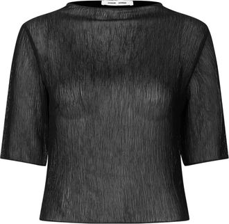 Sams&oslash;e & Sams&oslash;e Femme, Tops, Noir, Taille: 40 FR Top semi-transparent &agrave; manches courtes