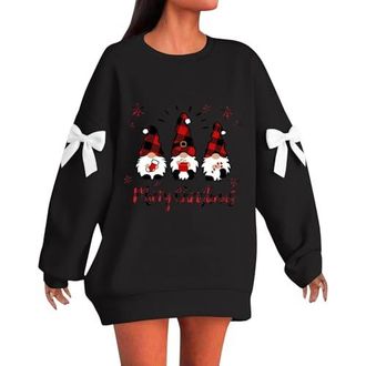 Generic Pull de Noël pour femme - Pull de Noël amusant et moche - Imprimé graphique festif - Manches longues - Style décontracté - Pour les fêtes de fin danné