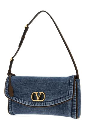 Valentino Garavani Womens Denim Devain Shoulder Bag Denimtabacbrown Borse A Mano