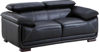 Vente-Unique Ledersofa 2-Sitzer - Schwarz - MACELO