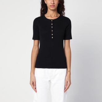 Anine Bing Schwarzer Pullover mit kurzen &Auml;rmeln