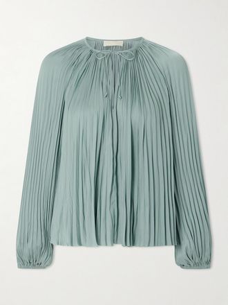 Ulla Johnson Blouse Plissée En Satin Electra - Bleu