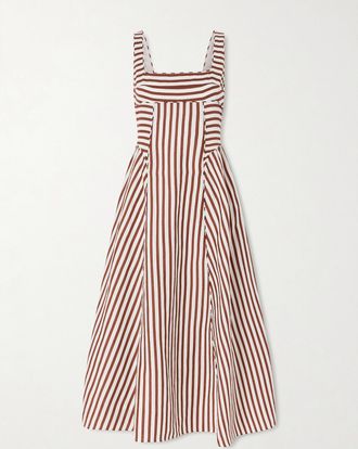 Cult Gaia Carla Midikleid Aus Gestreiftem Webstoff Mit Cut-out - Burgunder