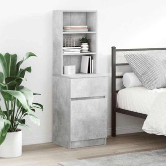 vidaXL vidaXL Table de chevet gris b&eacute;ton 39x35x125 cm bois ding&eacute;nierie