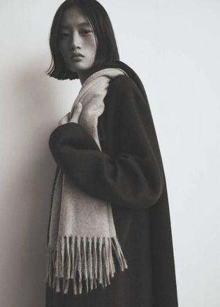 Mango &Eacute;charpe &agrave; franges gris chin&eacute; clair - Femme - Taille unique - MANGO