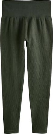Next Femme Legging côtelé à Taille Haute sans Coutures Vert forêt XL
