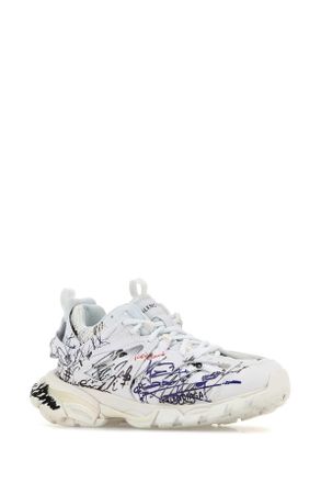 Balenciaga Womens White Mesh And Rubber Track Sneakers Whiteblackblured