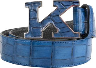 Kiton Homme, Accessoires, Bleu, Taille: 115 CM Usc20Pn0010251002 Ceinture en cuir de crocodile