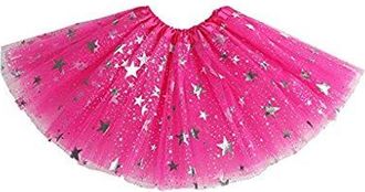 Generic Tutu de ballet pour filles en tulle souple avec imprim&eacute; &eacute;toiles, jupe pliss&eacute;e &eacute;vas&eacute;e et pliss&eacute;e, taille &eacute;lastique, jupon tendance, costume de danse po