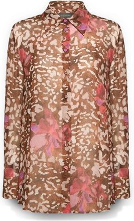 Elena Miro Femme, Blouses et Chemises, Brun, Taille: 42 FR Chemise Imprim&eacute;e