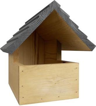 WINDHAGER Nistkasten Loggia f&uuml;r V&ouml;gel | Nistkasten halboffen f&uuml;r Halbh&ouml;hlenbr&uuml;ter z.B. Amseln, Rotkelchen, Holz | Vogelhaus, Vogelnistkasten | witterungsbest&auml;nd