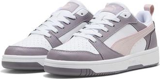 Puma Baskets Basses Unisexes Rebound V6, White-Mauve Mist-Plum Jam, 41 EU, Puma Confiture de Prune brumisateur Mauve Blanche, 42.5 EU