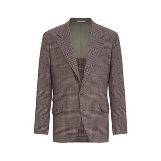 Brunello Cucinelli Blazer Cavallo Prince of Wales - Homme - Vestes - Brun - Taille: XL