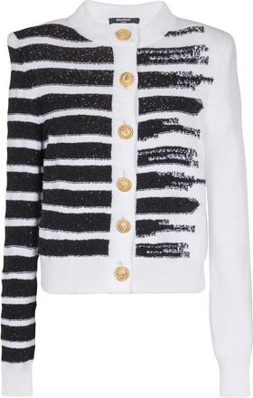 Balmain Femme, Pulls, Noir, Taille: 34 FR Buttoned Marini&egrave;re Cardigan