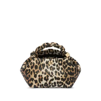 Ganni Leopard-Print Top Handle Bag - Brown