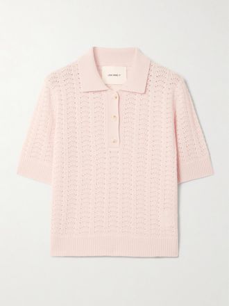 Lisa Yang Masy Polohemd Aus Kaschmir In Pointelle-strick - Pink