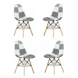 Life Interiors Life Interiors - Set aus 1/2/4 Chrono Patchwork Eiffel Esszimmerstuhl - 4er-Set - Mehrfarbig - Multi