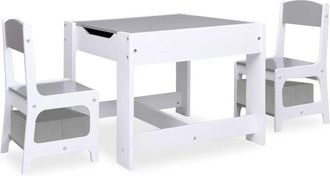 vidaXL Table pour enfants avec 2 chaises Blanc MDF vidaXL