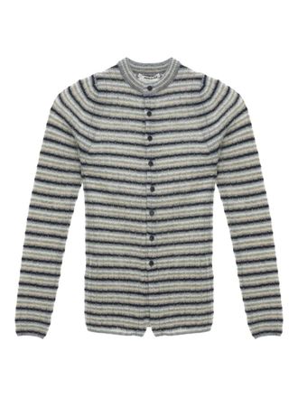 Auralee Gestreifter Cardigan - Grau
