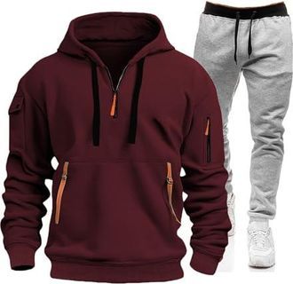 Generic Survetement Homme Ensemble Sweat &Agrave; Capuche et Pantalon V&ecirc;tement De Sport Chic Tenue Sport Homme D&eacute;contract&eacute; Ensemble 2 Pi&egrave;ces Tracksuit Automne Hiver 