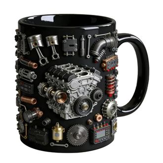 Generico Keramiktasse | mechanische Tasse aus Keramik im Retro-Stil mit rutschfestem Griff | f&uuml;r M&auml;nner, Jungen, Ehemann, Auto-Liebhaber, Tee, Kaffee, Haus, B&uuml;