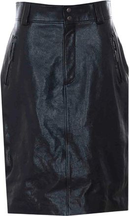 Saint Laurent G&uuml;rtel Bleistiftrock aus Leder - - Skirts - Damen - Schwarzk - L